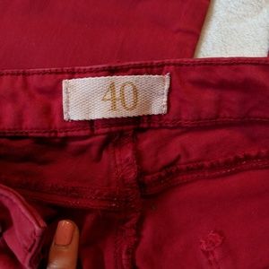 Zara | Jeans | Zara Red Stretchy Jeans W Zippers On Ankles | Poshmark